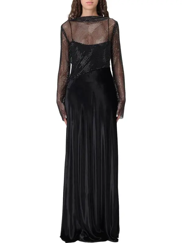 Alberta Ferretti Long Sleeve Embellished Dress - Black