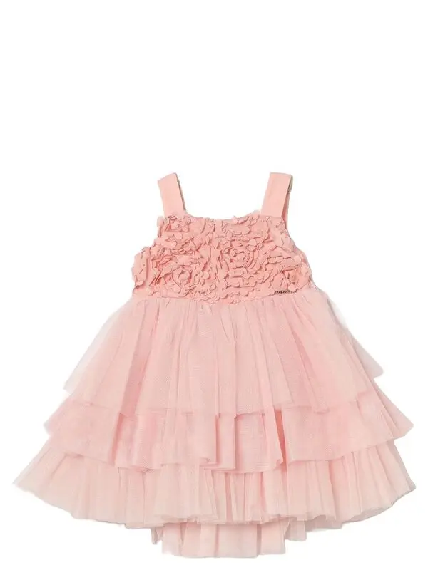 TWINSET Tulle Dress With Ruffled Hem And Floral Applique - Pink