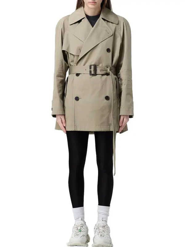 Balenciaga Double Breasted Belted Trench Coat - Beige