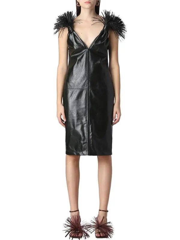 Bottega Veneta Embellished Leather Dress - Green
