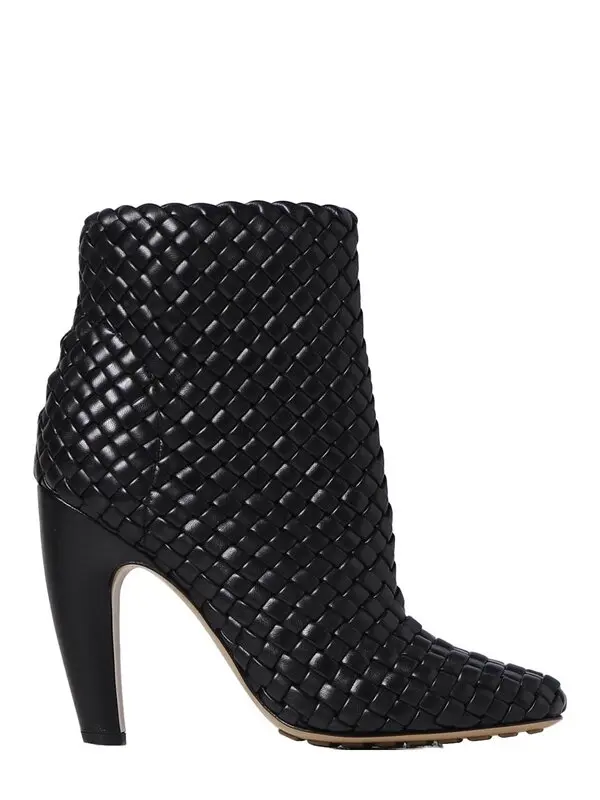 Bottega Veneta Woven Leather Ankle Boots - Black