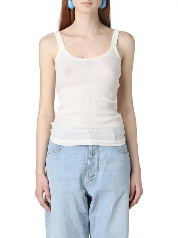Bottega Veneta Ribbed Cotton Blend Tank Top - White