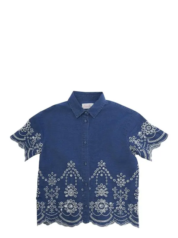 MC2 SAINT BARTH Embroidered Cotton Shirt - Blue