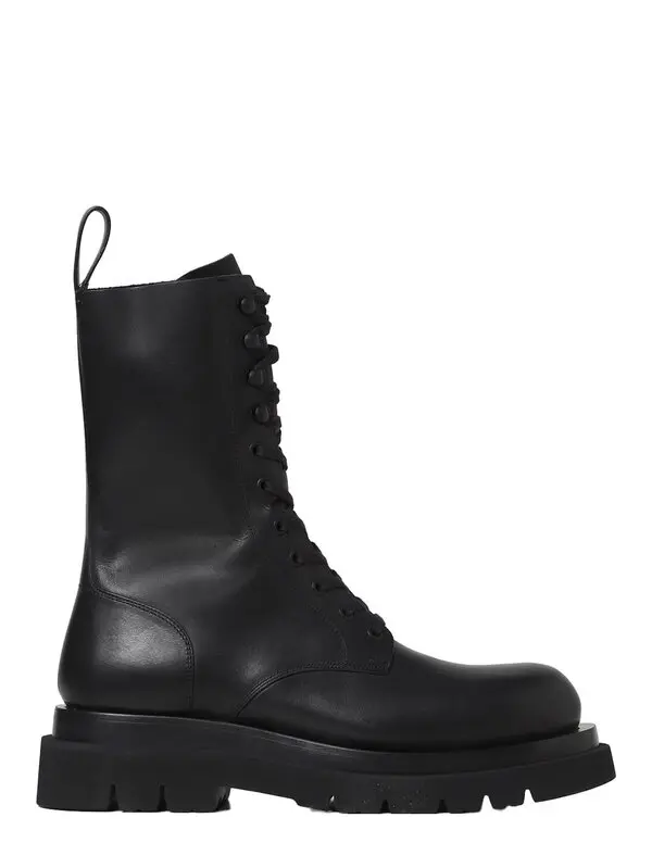 Bottega Veneta Leather Lace-up Combat Boots - Black