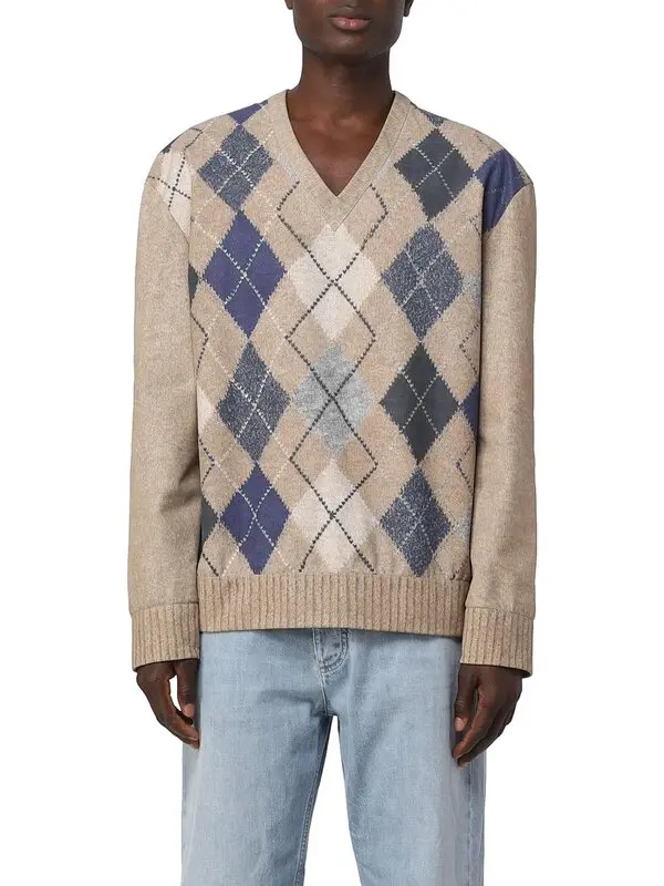 Bottega Veneta Argyle V-neck Sweater - Beige