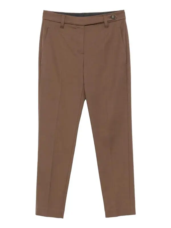 Brunello Cucinelli Cotton Tapered Leg Trousers - Brown