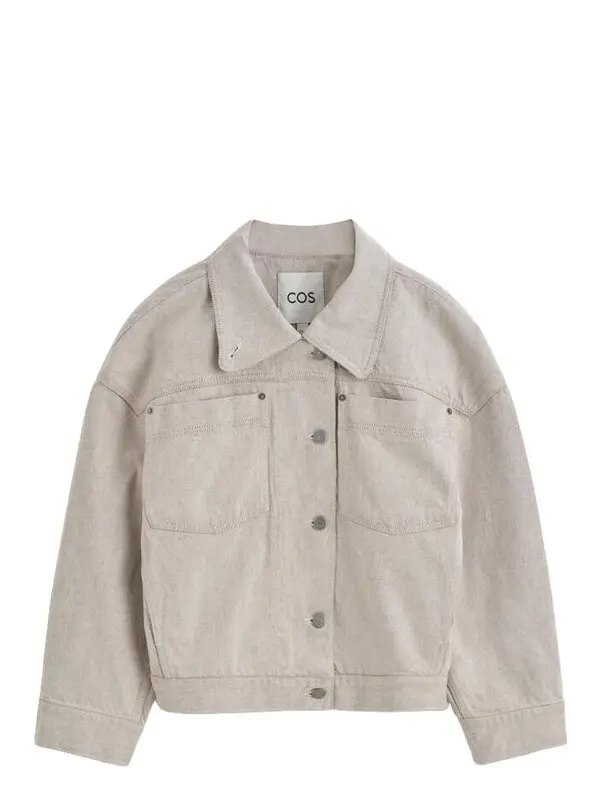 Cos Relaxed Fit Denim Jacket With Oversized Pockets - Beige