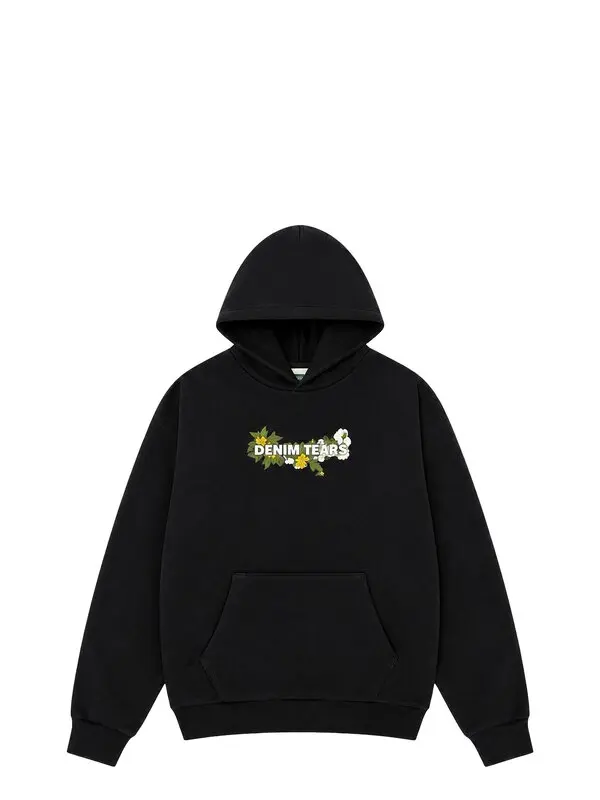DENIM TEARS Floral Logo Hoodie - Black