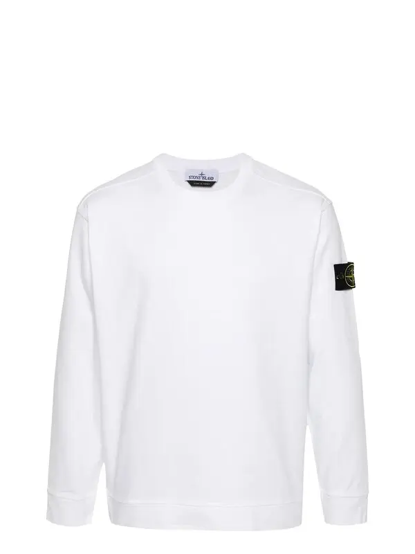 Stone Island Crewneck Sweatshirt With Logo Patch - White