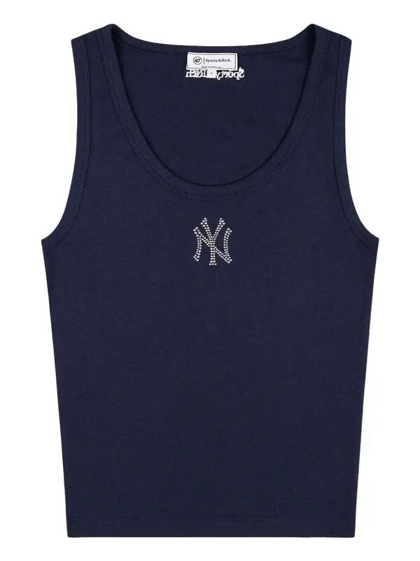 SPORTY & RICH Cropped Tank With Embellished Logo - Blue