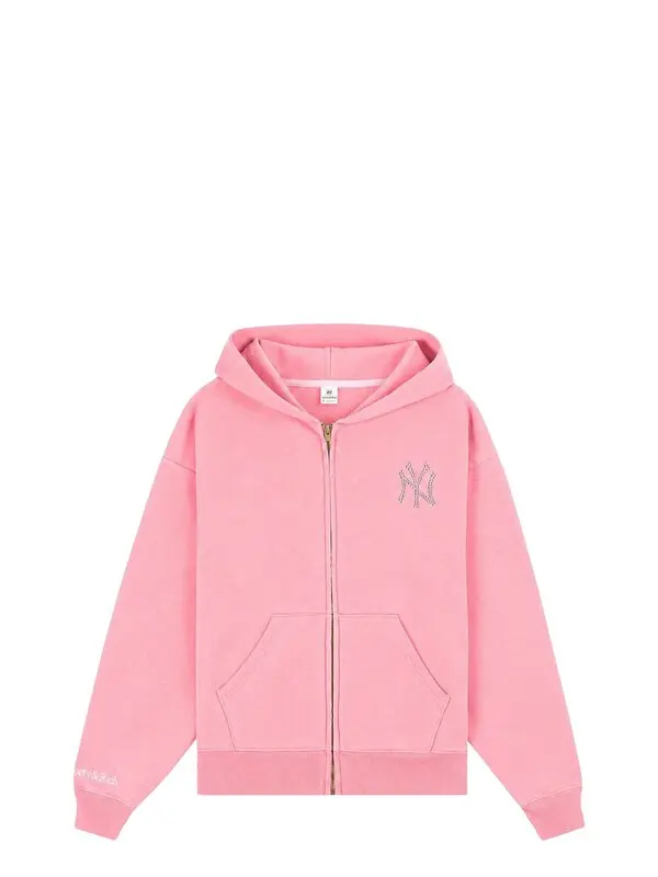 SPORTY & RICH Yankees Krystal Zip Hoodie - Pink