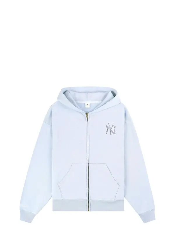 SPORTY & RICH Yankees Krystal Zip Hoodie - Blue