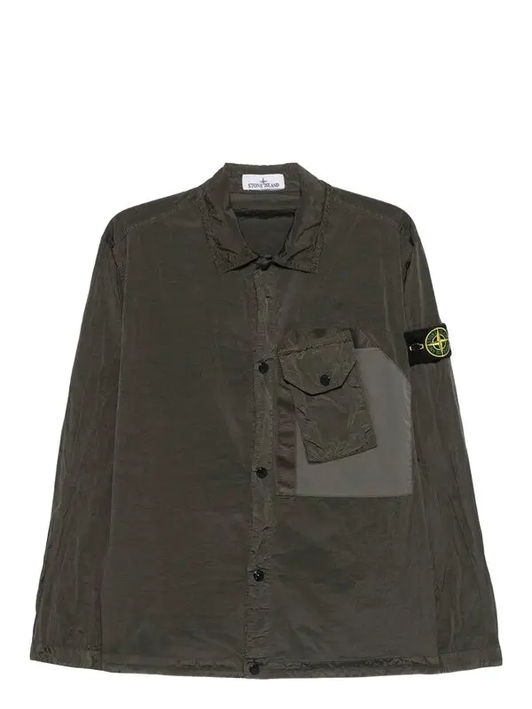 Stone Island Button-up Shirt With Patch Pocket - Grey