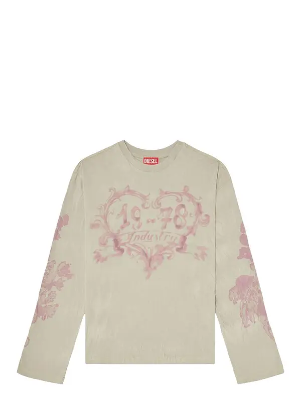 DIESEL® Long Sleeve Printed T-shirt - Pink