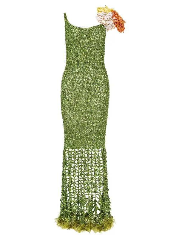 ANDREEVA Handmade Crochet Maxi Dress - Green