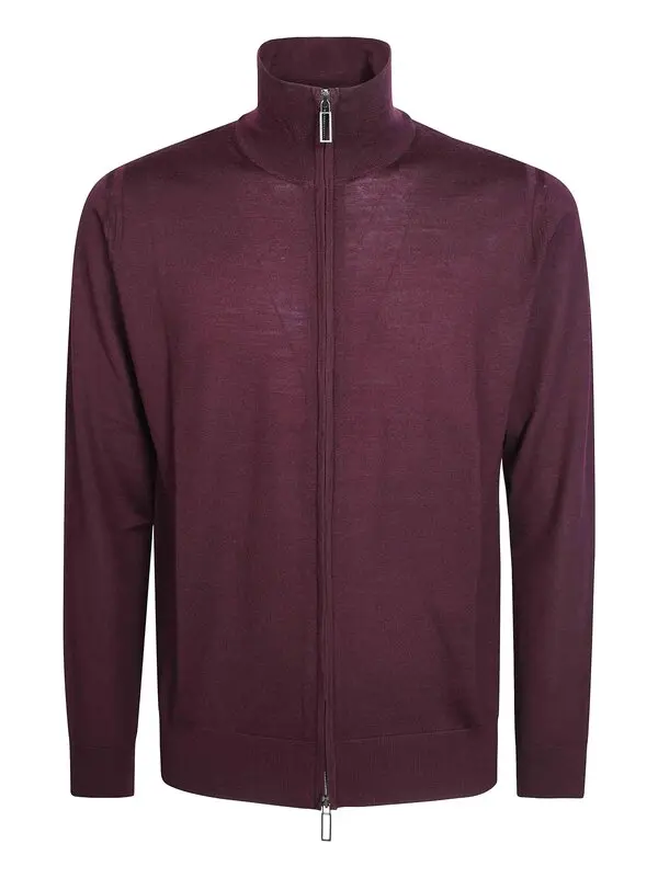 PAOLO PECORA Zip-up High Neck Cardigan - Rosso