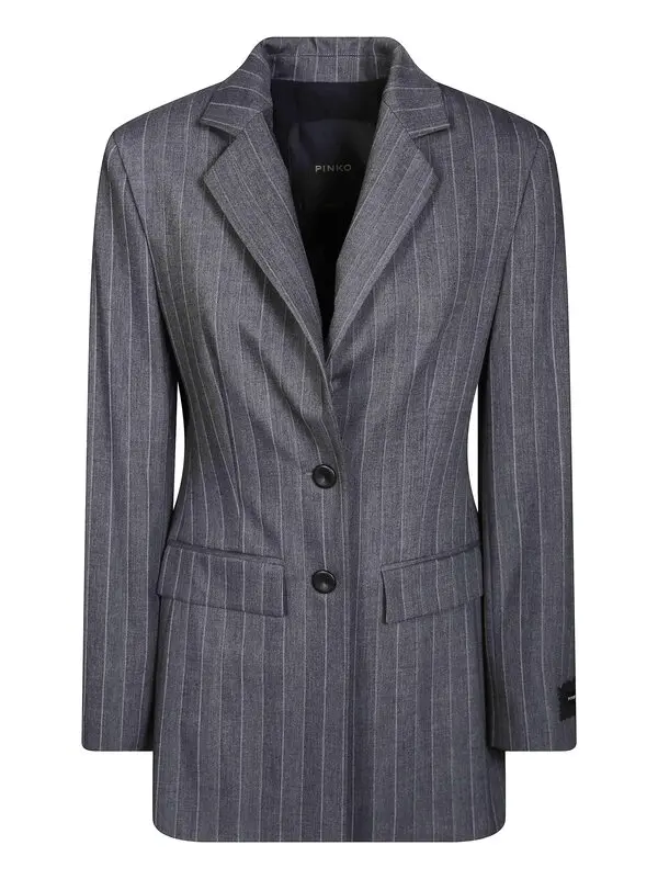 Pinko Tailored Pinstripe Wool Blend Blazer - Grigio
