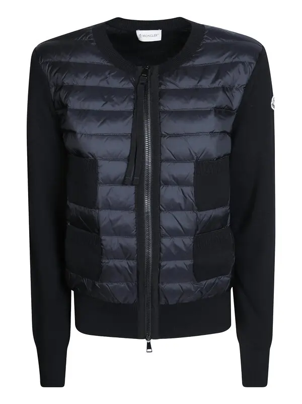 Moncler Quilted Knit Zip-up Cardigan - Nero