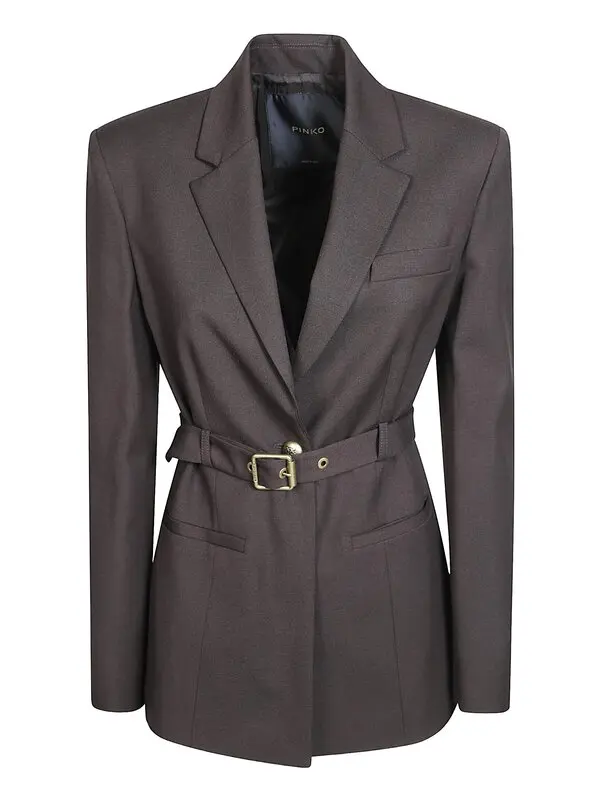 Pinko Vitiano Diagonal Jacket With Belt - Marrone