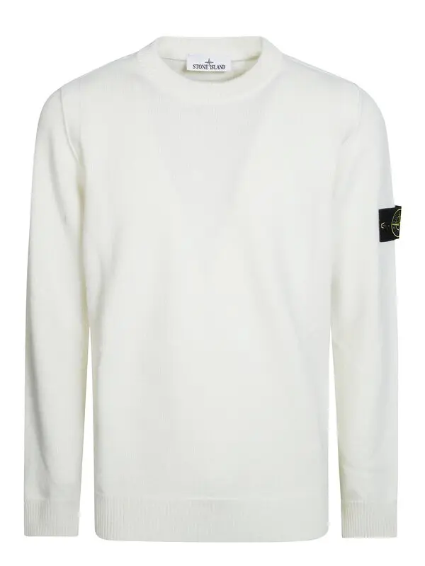 Stone Island Ribbed Crew Neck Sweater - Beige