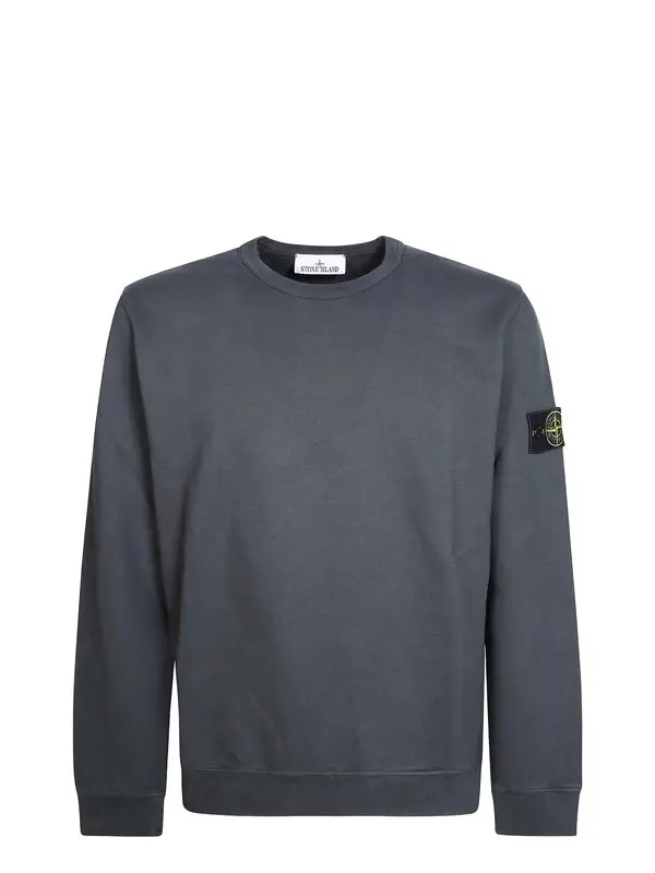 Stone Island Fleece Crewneck Sweatshirt With Logo Patch - Grigio