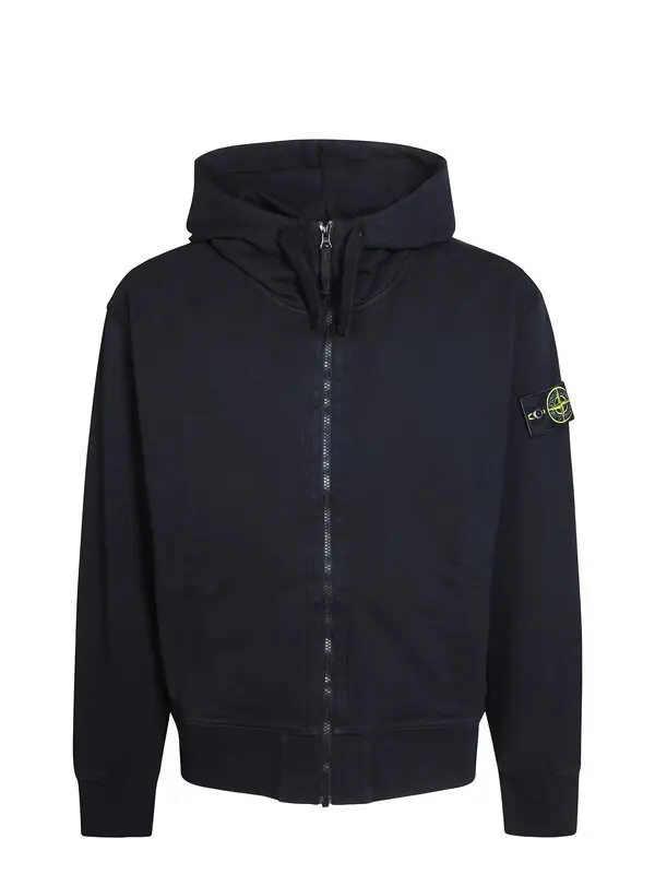 Stone Island Zip Up Hooded Sweatshirt - Nero