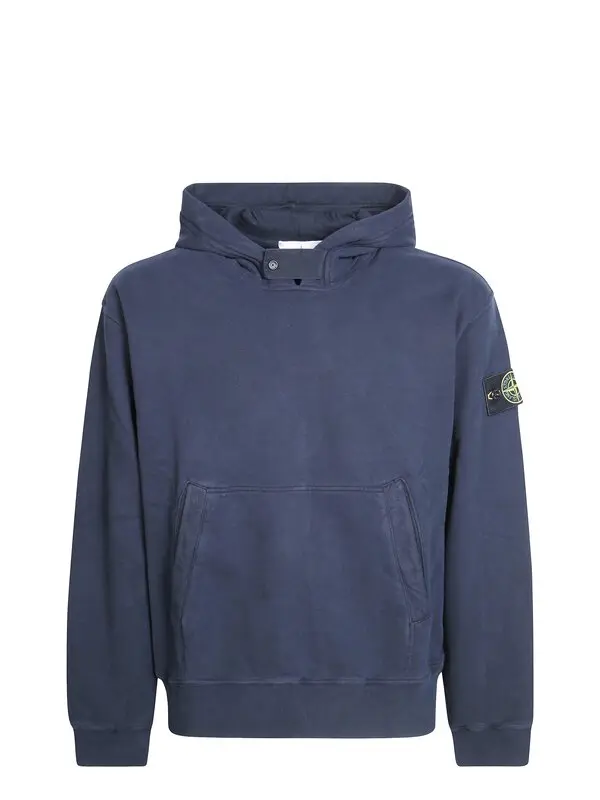 Stone Island Textured Fleece Hoodie - Blu