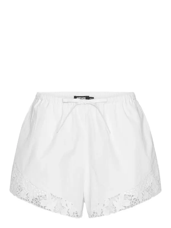 ROTATE BY BIRGER CHRISTENSEN Floral Lace Cotton Drawstring Mini Shorts - Bianco