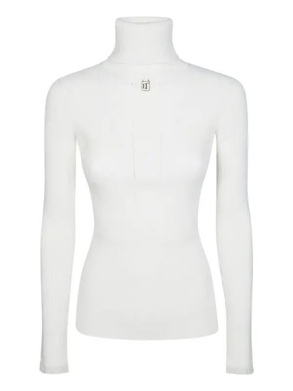 Elisabetta Franchi Ribbed Knit Polo With Contrast Trim - Beige