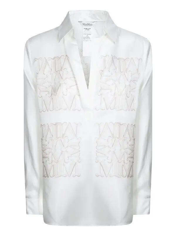 Max Mara Silk Shirt With Monogram Detailing - Rosa
