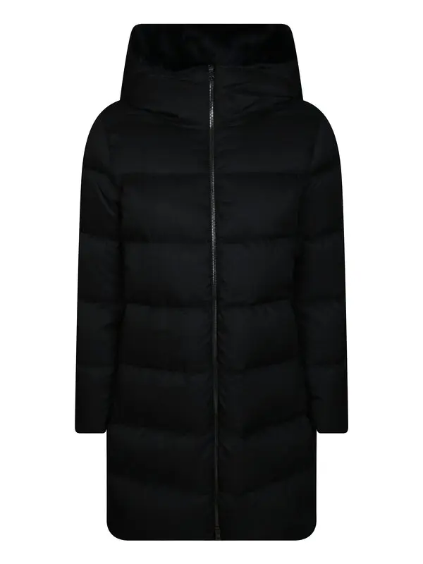 Herno A-shape Down Faux Fur Trim Hooded Jacket - Nero