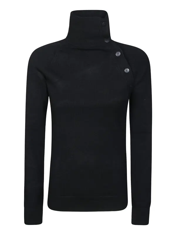 DONDUP Slim Fit Mock Neck Polo Sweater In Viscose - Nero