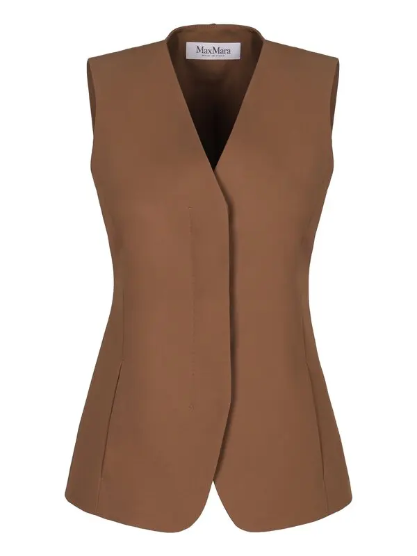 Max Mara Single-breasted Cotton Vest - Brown