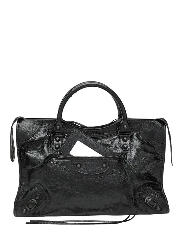 Balenciaga Medium City Lambskin Tote Handbag - Black