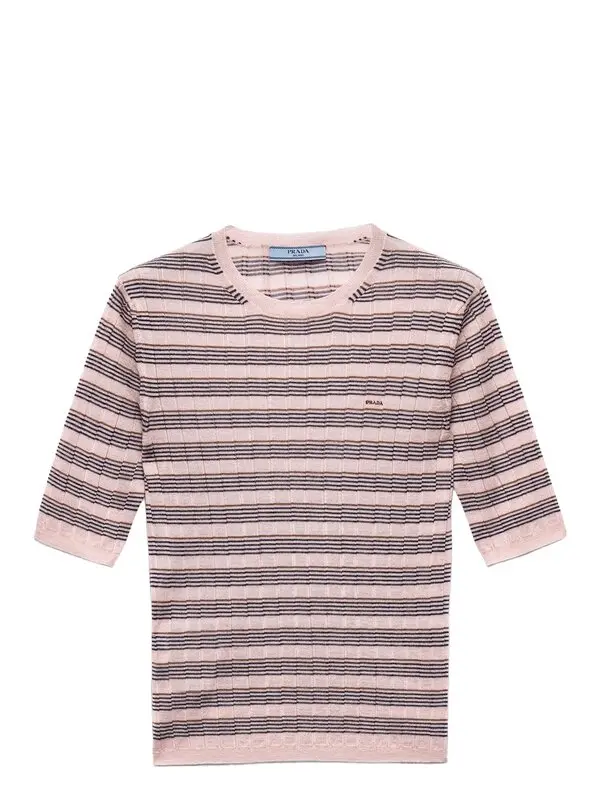 Prada Striped Cashmere And Silk Sweater - Pink