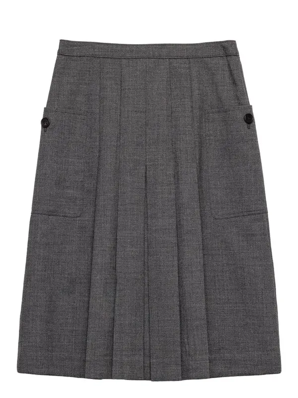 Prada Pleated Skirt With Patch Pockets - Grey