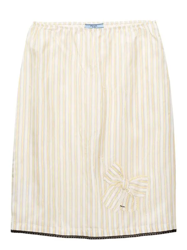 Prada Striped Skirt With Appliqué Bow Detail - Yellow