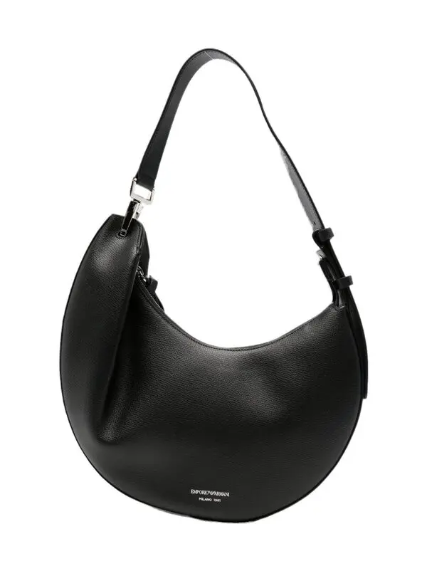Emporio Armani Medium Leather Hobo Bag - Black