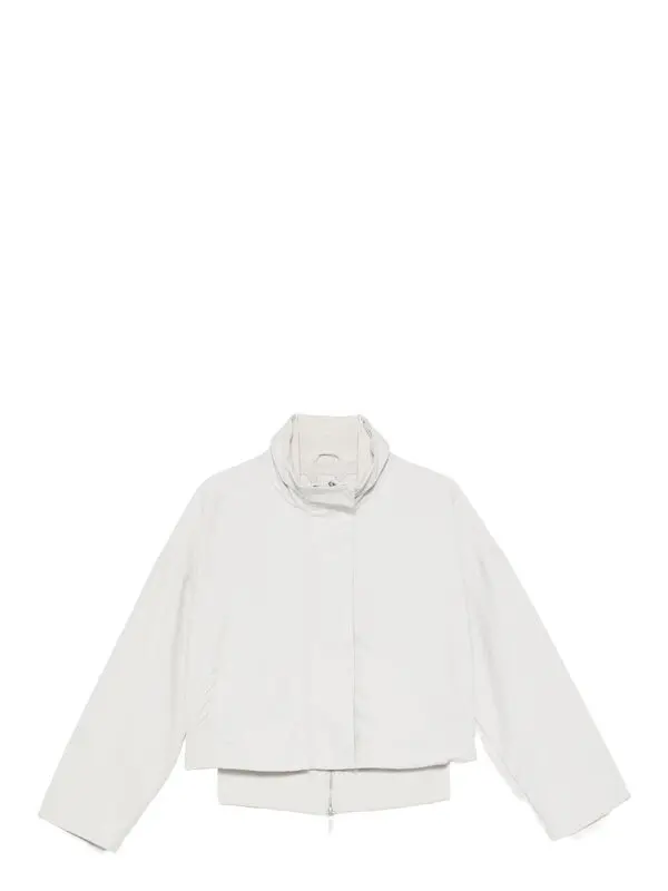 Emporio Armani Cotton Blend Blouson Jacket With Stand Collar - White