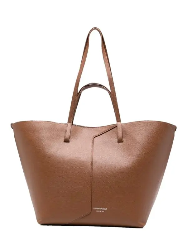 Emporio Armani Medium Leather Tote Bag - Brown