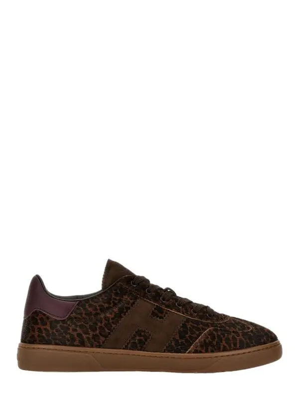 Hogan Leopard Print Leather Low Top Sneakers - Brown