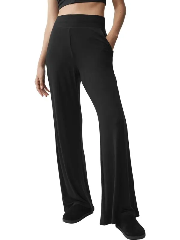 Alo Yoga Semi-sheer Delicate Lounge Flare Pants - Black