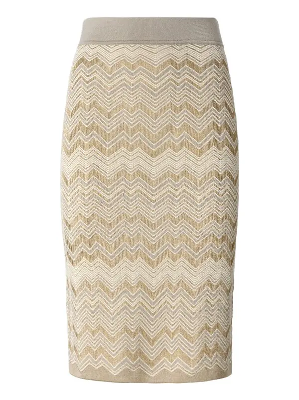 Missoni Chevron Wool And Viscose Mini Skirt - Beige