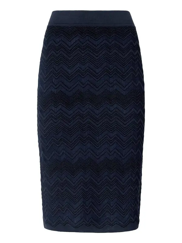 Missoni Chevron Wool And Viscose Mini Skirt - Navy Blue