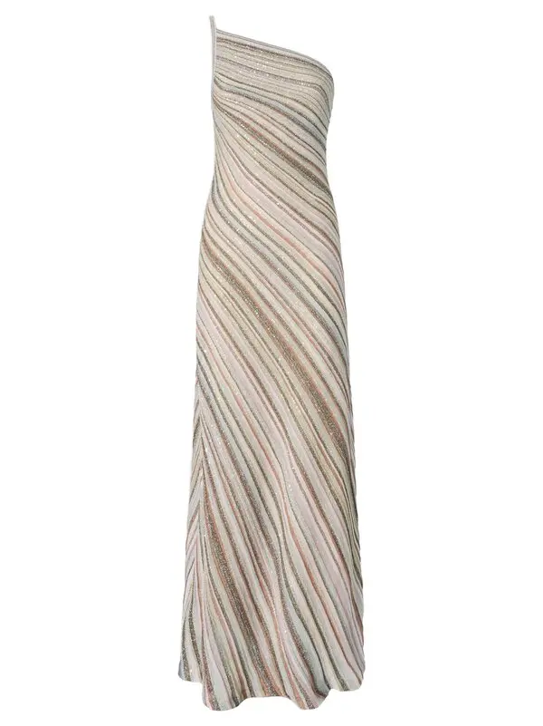 Missoni One-shoulder Striped Sequined Maxi Dress - Pink