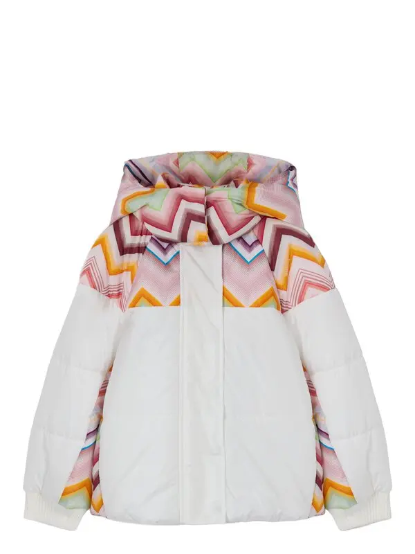 Missoni Hooded Puffer Jacket - White Multicoloured