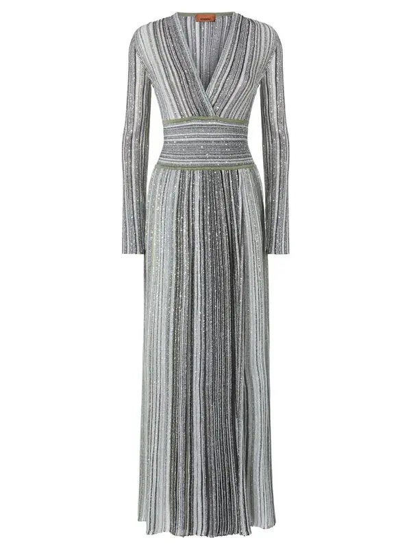 Missoni V-neck Midi Dress With Lamé Detail - Green
