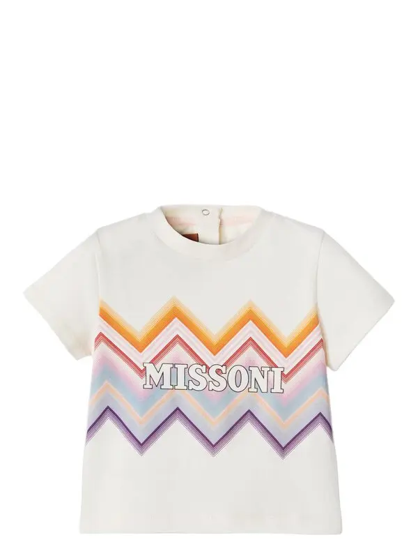 Missoni Cotton Crewneck T-shirt With Chevron Print - White