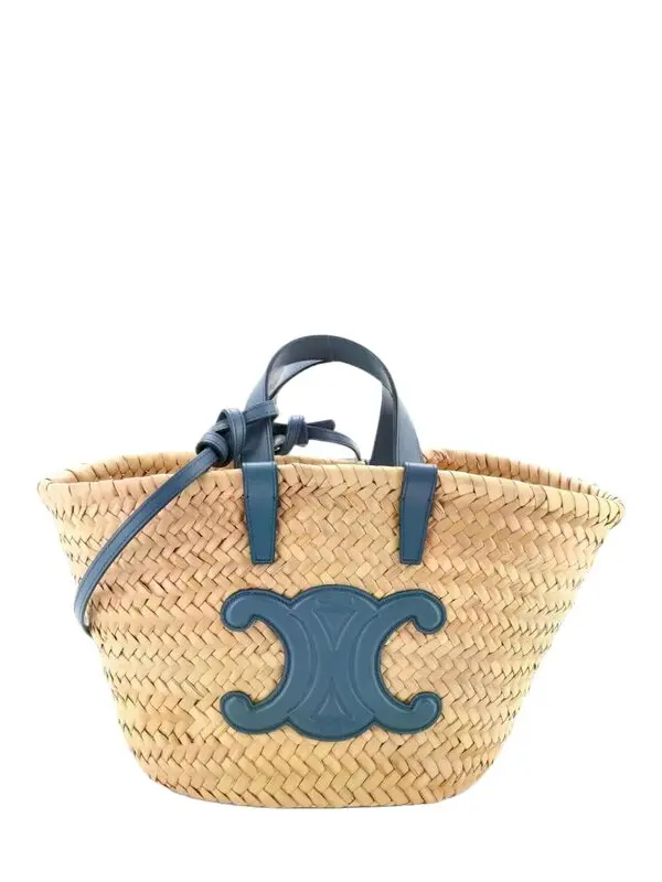 Celine Triomphe Basket Raffia Shoulder Bag - Blue