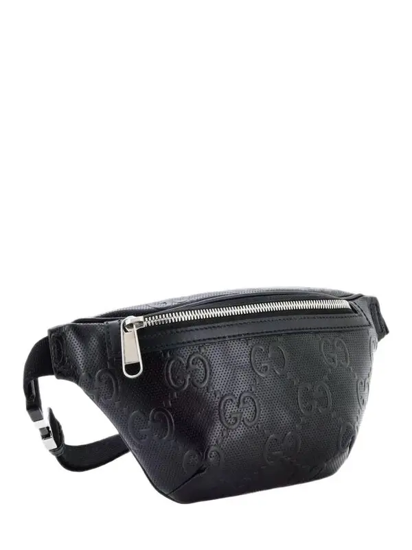 Gucci Gg Embossed Perforated Leather Small Belt Bag - Black